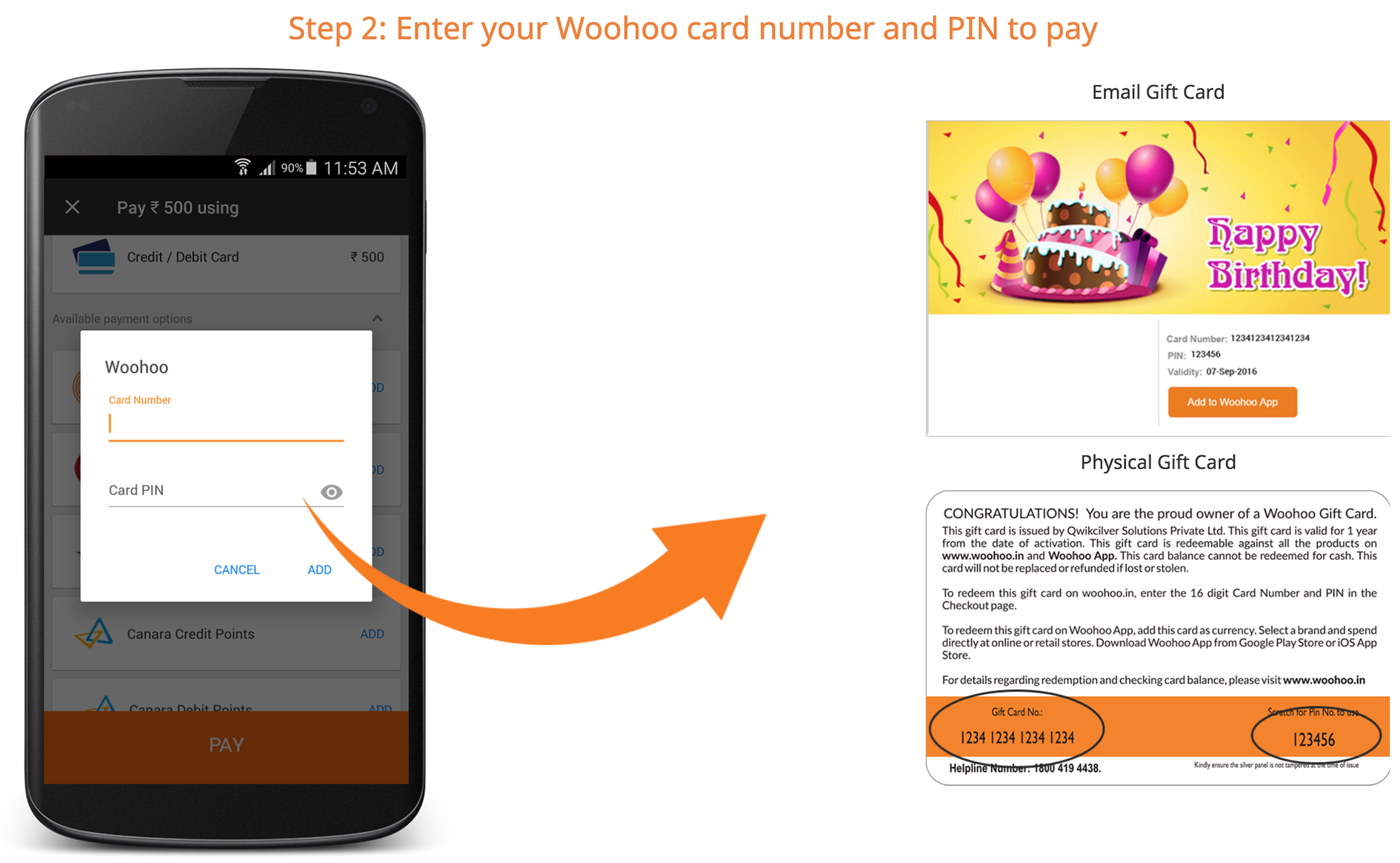 How To Use Woohoo Card on App